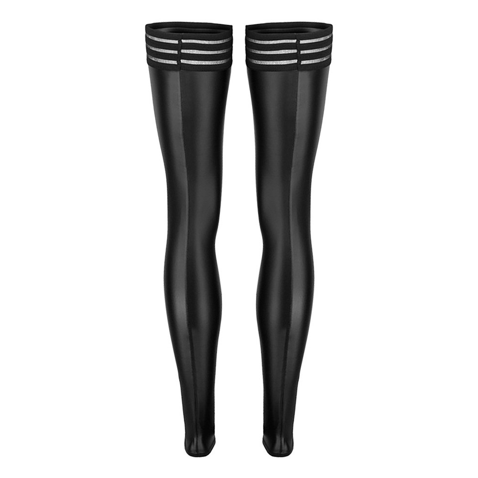 Women Sexy PU Leather Footless High Stockings·Wetlook Thigh-Highs Socks ...