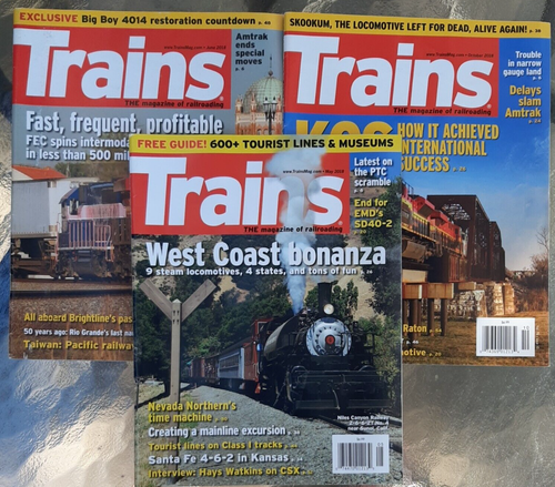 Trains Magazine 3 Issues 2018 Railroad Locomotive Rail Train History ...