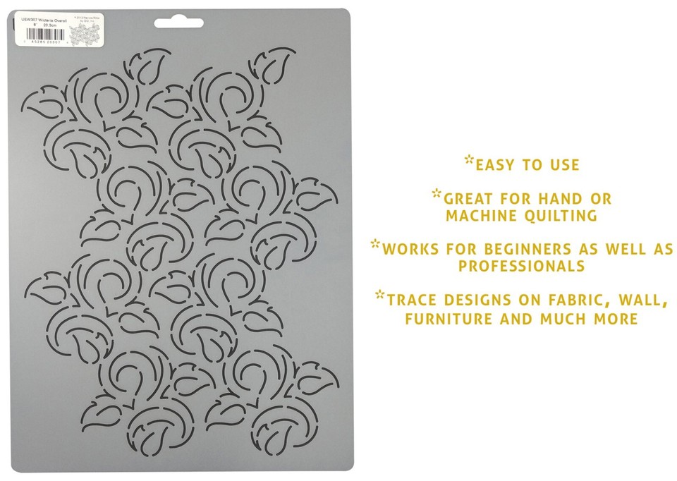 Quilting Stencils Floral Leaves Quilt Pattern 8" Wisteria Flower ...