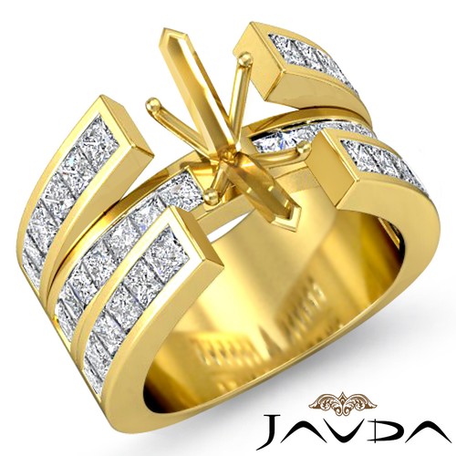 Diamond Engagement Ring Channel Set 14k Yellow Gold Marquise Semi Mount ...