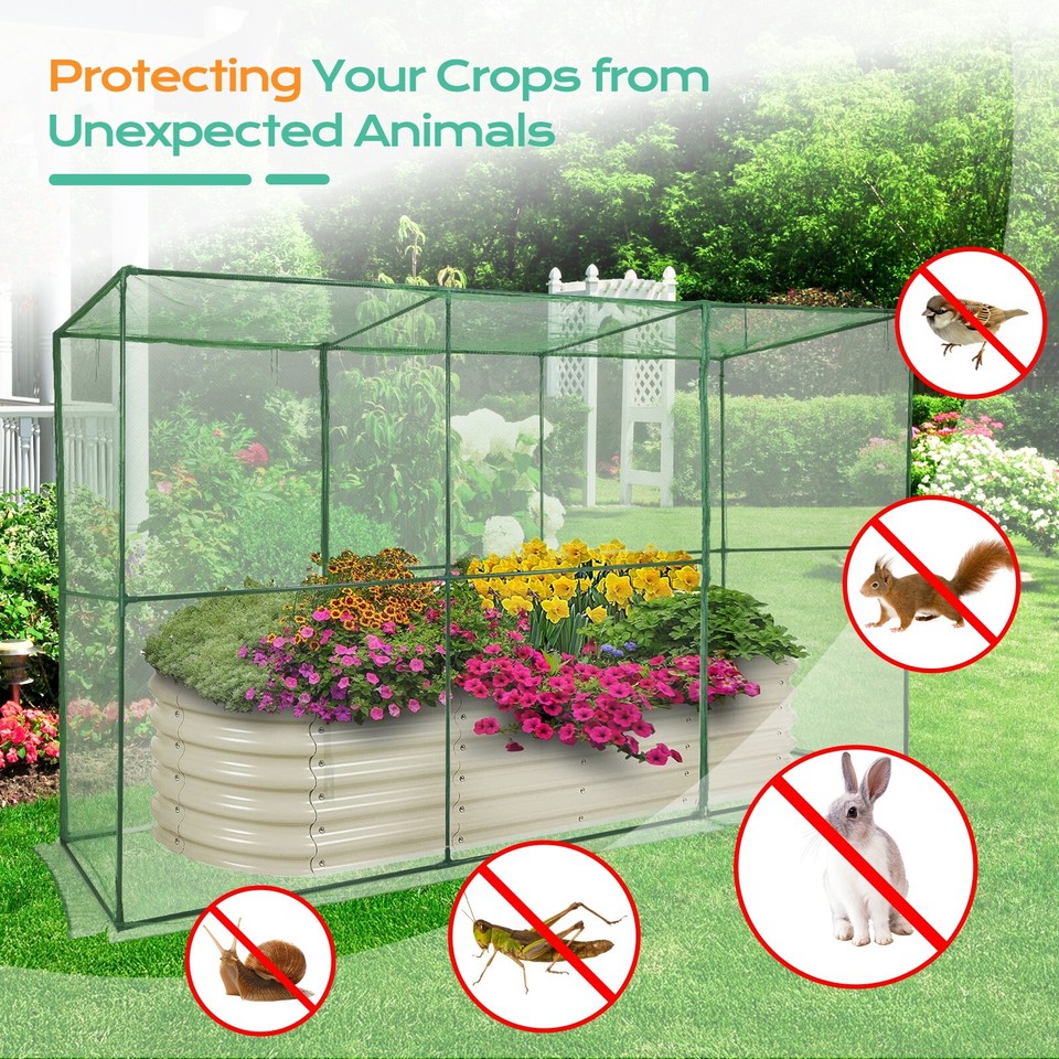 Aoodor 12x4x6FT Walk-in Mesh Crop Cage Plant Cover Protection Tent For ...