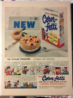 1953 AD CORN-FETTI GENERAL FOODS CORP. Capt. Jolly adventure CARTOON | eBay