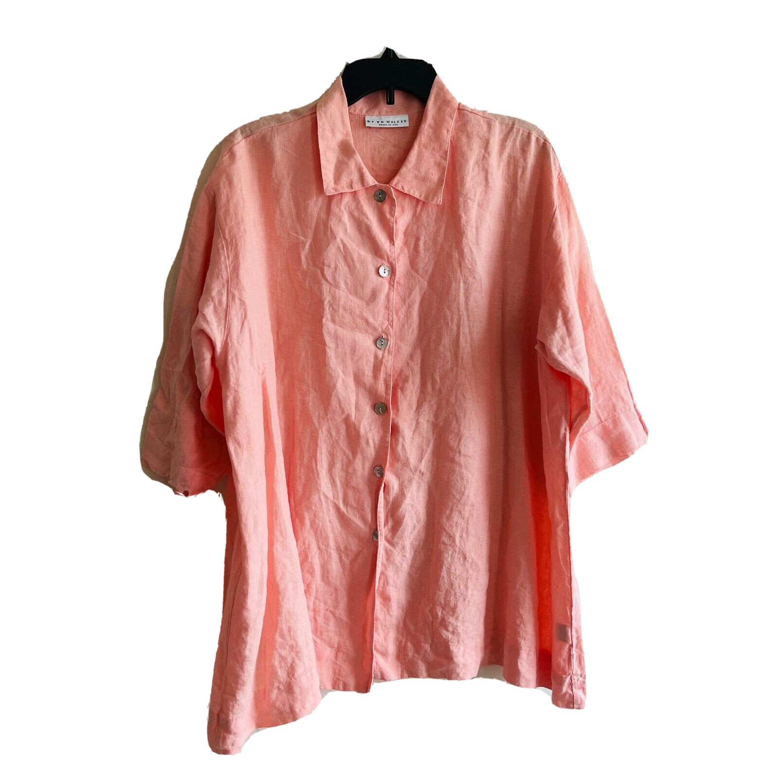 Bryn Walker 100 Linen Button Up Tunic Top Size S Lagenlook 3 4 Sleeve