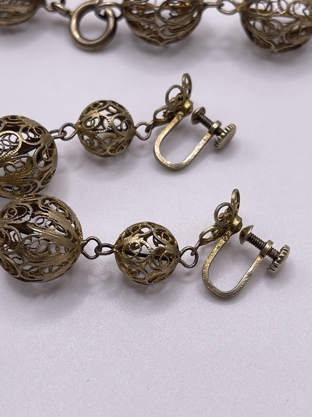Vintage Portuguese .833 Silver Gold Washed Filigree B… - Gem