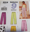 Butterick 3314 Pajamas Pants Shorts Top Pattern Plus Size 16 - 22 for ...