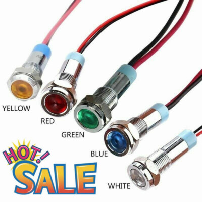 LED Indicator Warning Signal Light 8mm Thread Metal 220V 6V 12V 24V ...