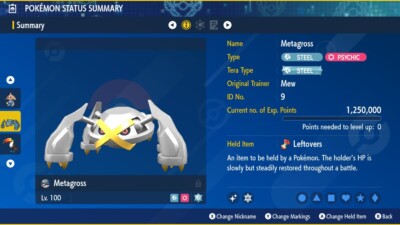 Shiny 6IV EV Trained Adamant Clear Body Metagross Pokemon Scarlet ...