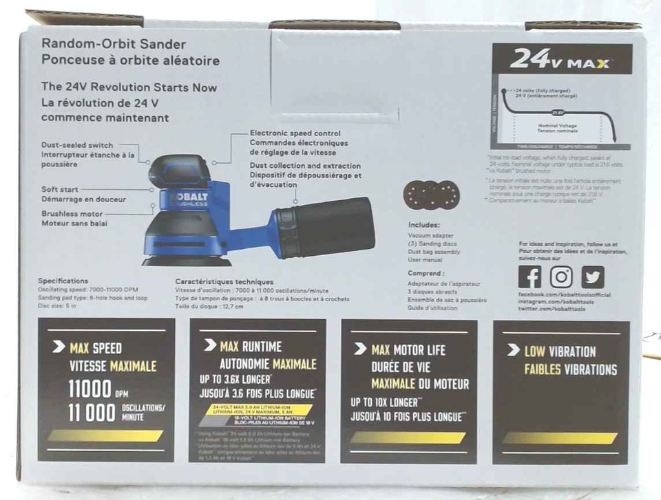 NEW Kobalt KOS 2450B-03 24V 5" Max Cordless Orbital Sander $110 | eBay