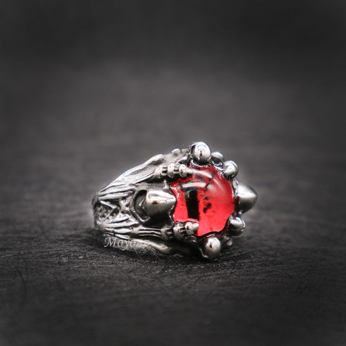 Cool Mens Stainless Steel Dragon Claw Red Evil Eye Eyeball Ring Size 7 ...