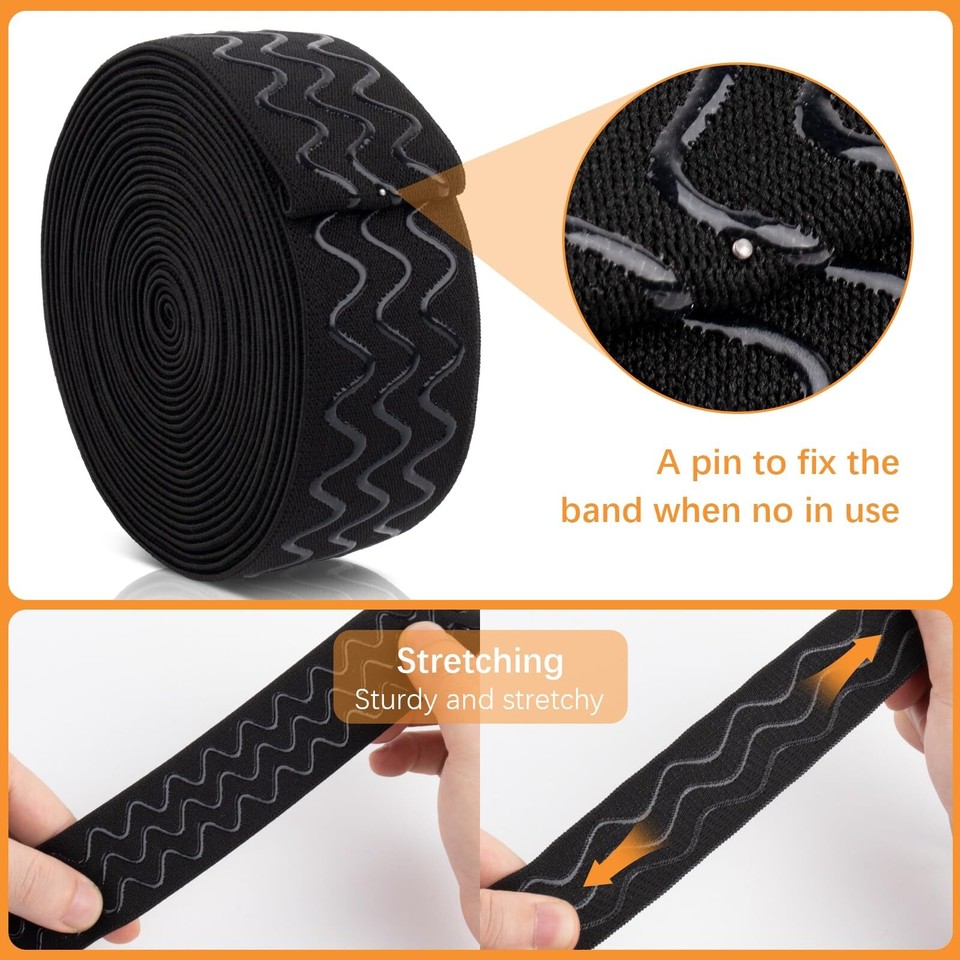 Silicone Gripper Elastic Band Non-Slip Elastic Band Black Silicone ...