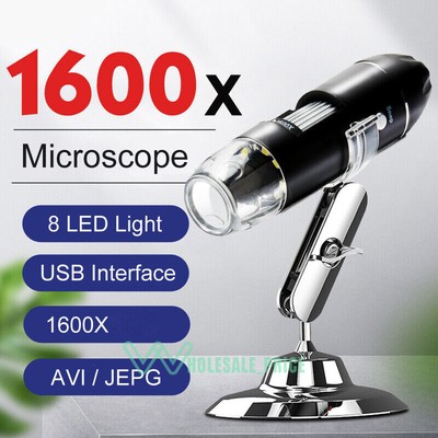 8 led 1600X Zoom HD USB Digital Microscope Endoscope Magnifier Camera ...