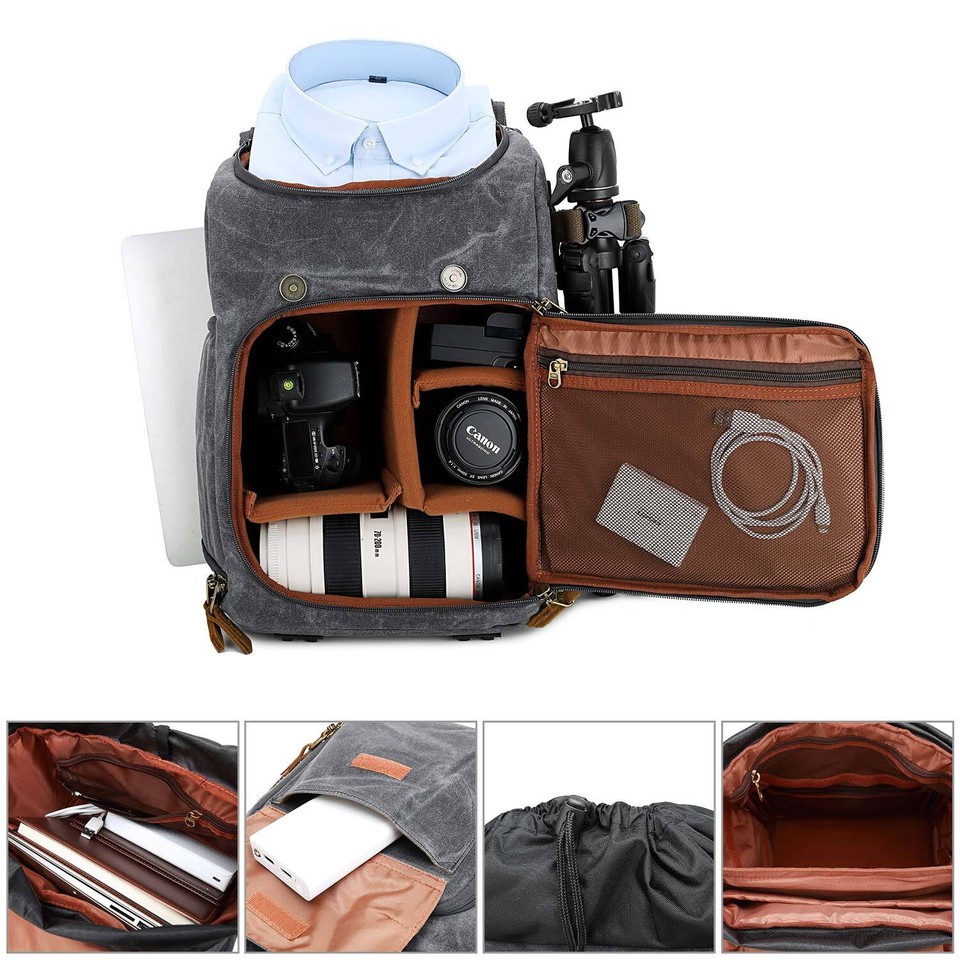 Camera Backpack Shoulder Bag Waterproof Case for Canon Nikon Sony DSLR ...