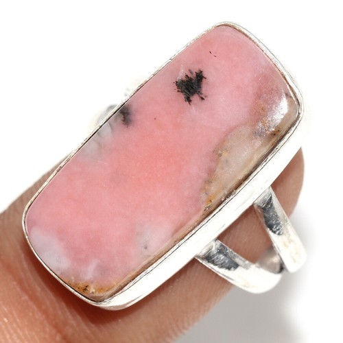 Peruvian Pink Opal 925 Silver Plated Gemstone Ring US 8.5 Unique ...
