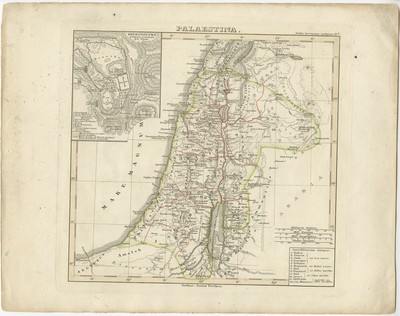 Pre-1900 - Antique Map Of Palestine - 2