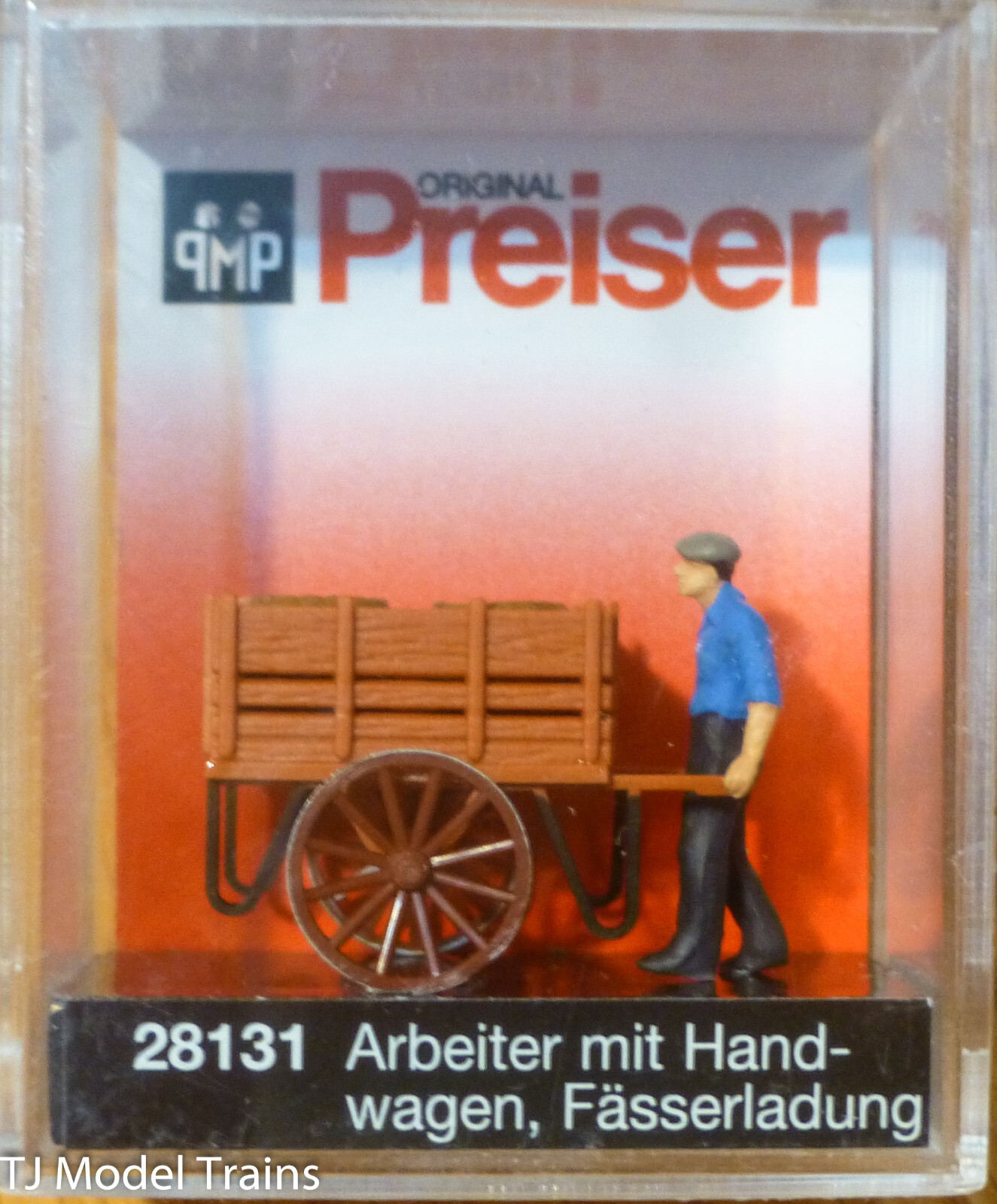 Preiser HO #28131 Worker Pushing Handcart w/Load of Barrels | eBay