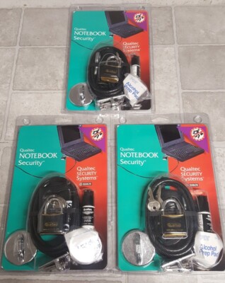 NEW Lot of 3 Qualtec NOTEBOOK Security Laptop Cable Lock Kit SEALED | eBay