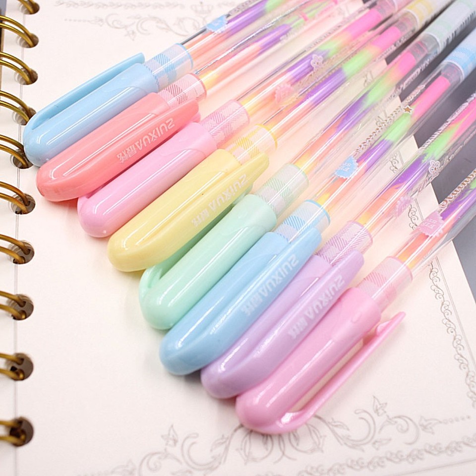 6 In 1 Art Pastels Colorful Ink Marker Gel Pen Color Pens Rainbow Color ...