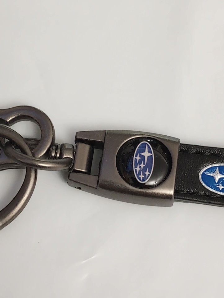 Genuine Leather Car Keychain Set for Subaru Key Ring Lanyard ...