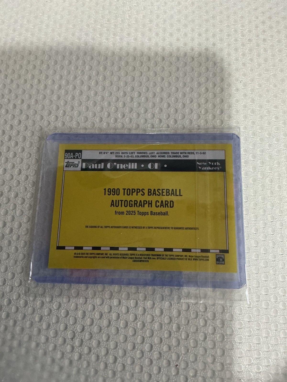 2025 Topps Series 1 - 1990 Topps Baseball Autographs Paul O'Neill #90a ...