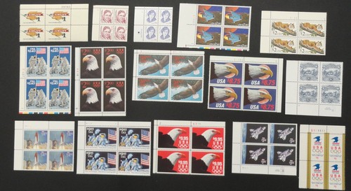 USA USPS MINT NH HIGH VALUE DENOMINATION PLATE BLOCKS LOT FACE VALUE ...