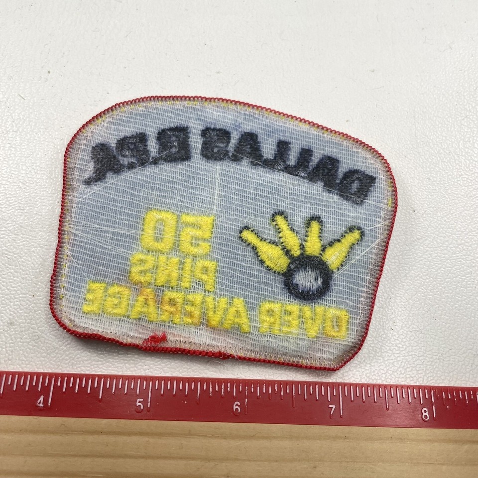 Vtg DALLAS BPA 50 PINS OVER AVERAGE BOWLING BOWLER AWARD Patch (Texas ...