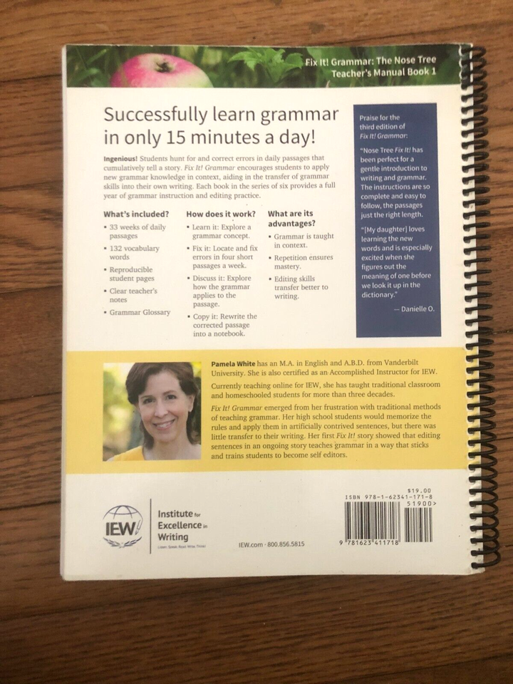 Fix It! Grammar: The Nose Tree, Teacher's Manual Book Level 1 IEW ...