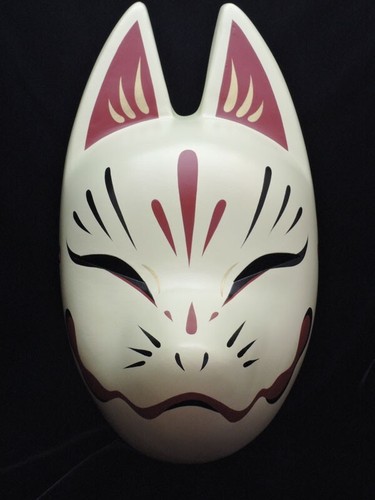 Fox Face Mask Suzune Kitsune Komendo Hand Painted Handmade Full Gloss ...