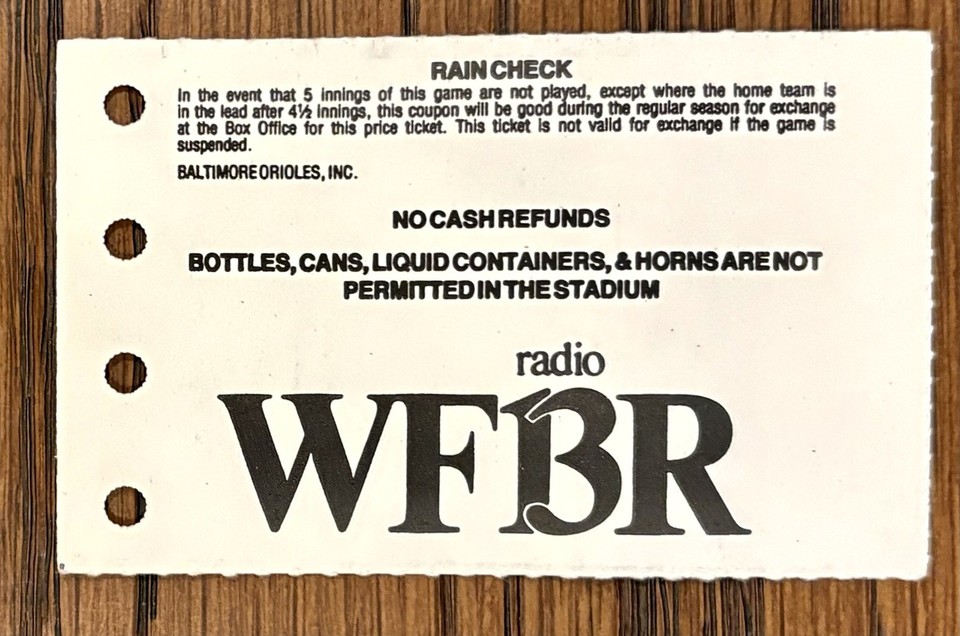 1985 Cal Ripken Jr. HR #97 , Tom Seaver Win #297 Ticket Stub Orioles ...