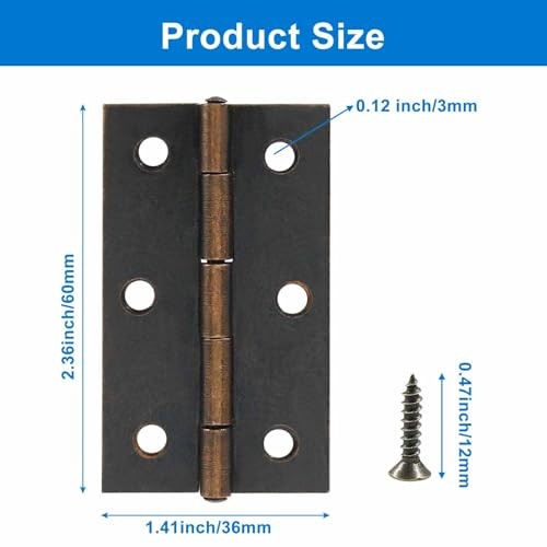 12Pcs Door Hinges, 2.5 Inch Small Cabinet Hinges Metal Folding Butt Red ...