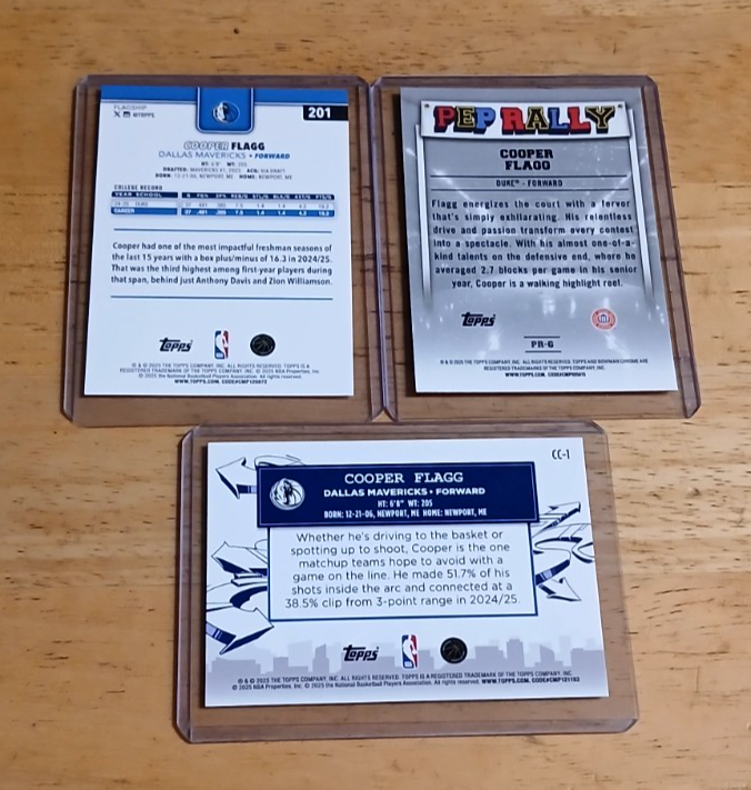 Cooper Flagg Duke/MAVS LOT (3) ROOKIES/ CLUTCH City RC/ Flagship RC ...