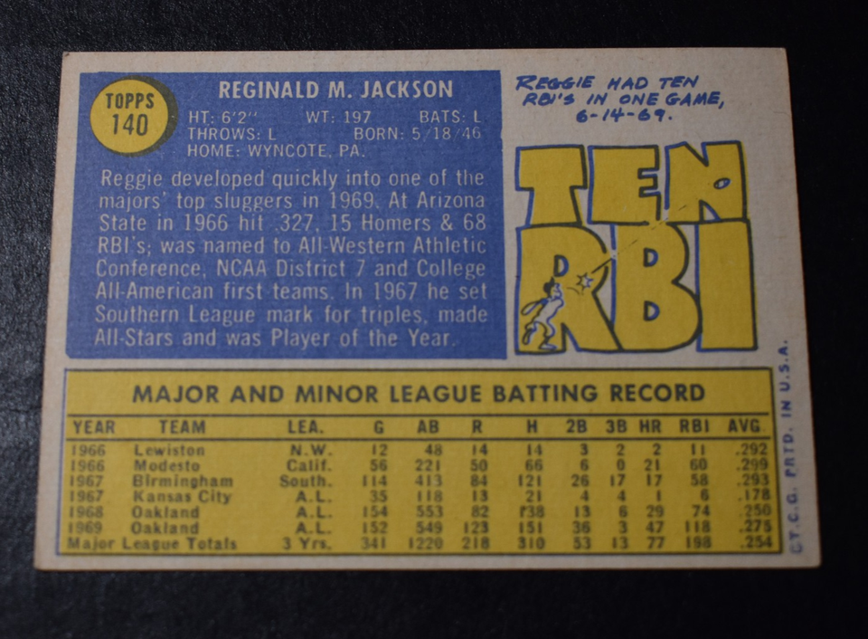 1970 Topps Baseball No. 140 Reggie Jackson - EX/MT | eBay