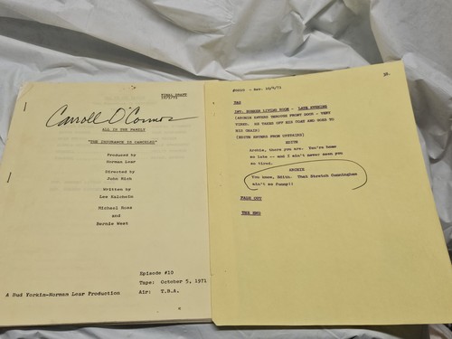 Autographed Carol O'Connor In The Family Script The Insurance Is ...