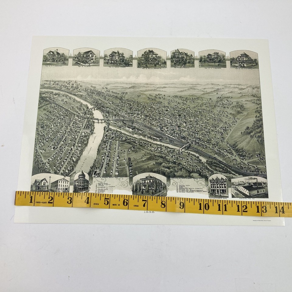 Grafton West Virginia 1898 Historic Panoramic Birdseye Town Map Print ...