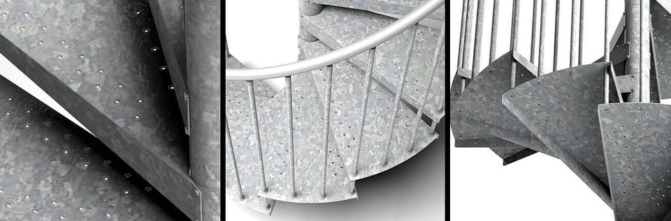 Outdoor Spiral Staircase Kit Galvanized Steel Spacer Step Railing PVC ...