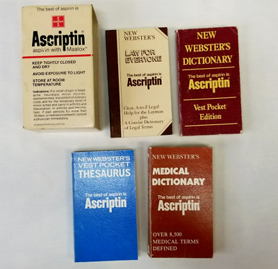 New Webster Dictionary Box Set The Best of Aspirin is Ascriptin Ad Desk ...