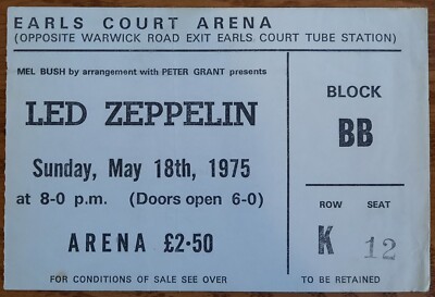 LED ZEPPELIN-John Bonham-1975 Concert Ticket Stub (London-Earls Court ...