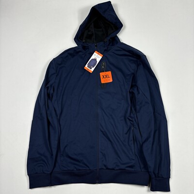 Mondetta Men's Jacket Full Zip Hooded Active Water Resistant Navy Blue ...