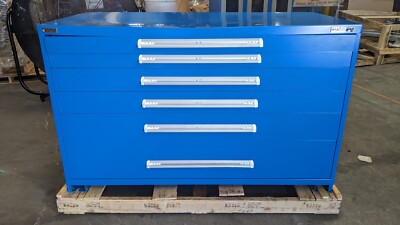 Vidmar Modular Storage Cabinet 6 Drawer 60 x 27 x 37 Steel Blue DAMAGED ...