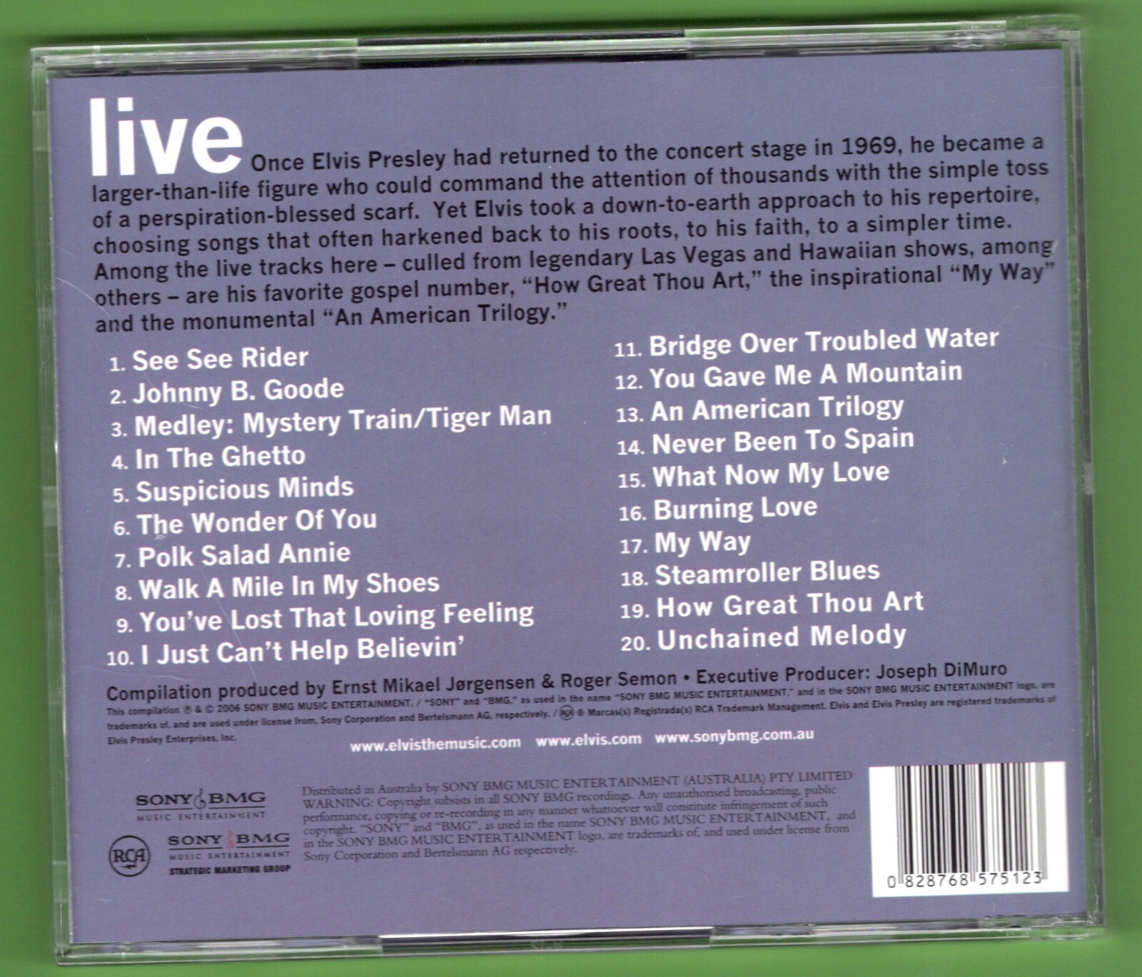 Elvis Presley - Elvis Live - CD 828768575123 | eBay Australia