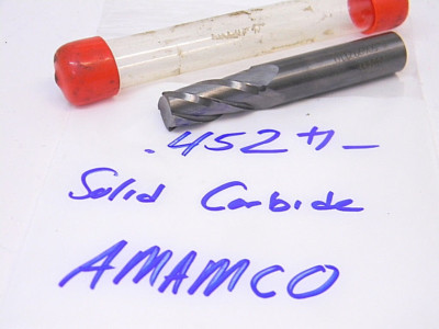RESHARPENED AMAMCO SOLID CARBIDE END MILL 4F SINGLE END .452+/- | eBay