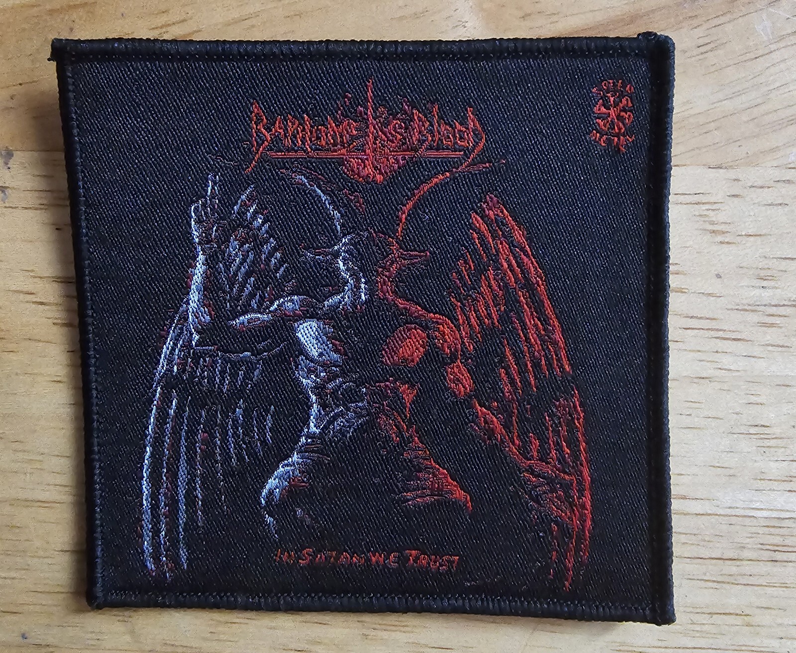 Baphomet In Satan We Trust Black Border Woven Patch | eBay