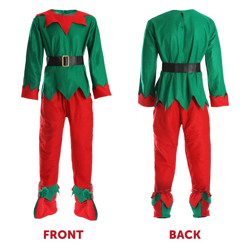 ADULTS UNISEX ELF COSTUME CHRISTMAS SANTAS HELPER XMAS MENS LADIES ...