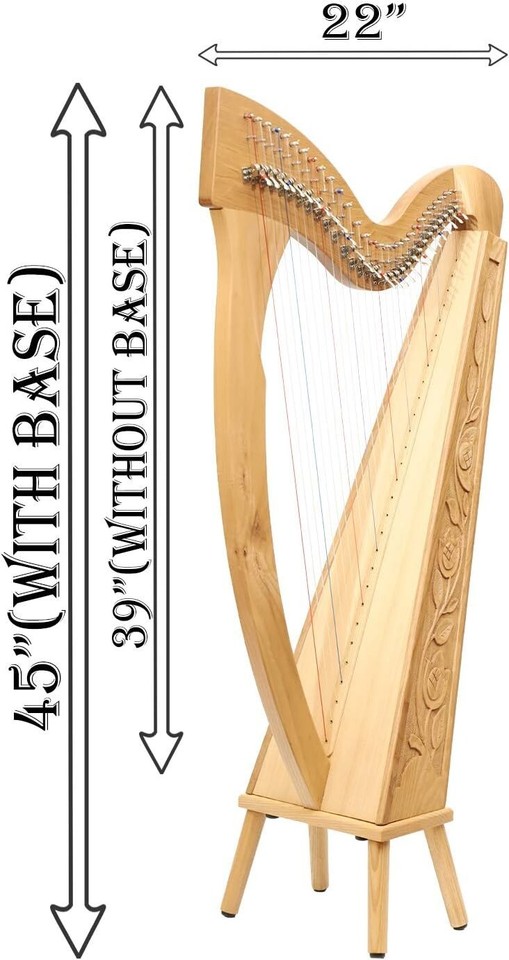 29 String Trinity Harp Celtic Irish Harp Irish Harp with Levers & Bag ...