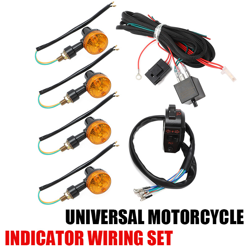 UNIVERSAL MOTORCYCLE INDICATOR WIRING LOOM HARNESS KIT RELAY 4 PCS ...