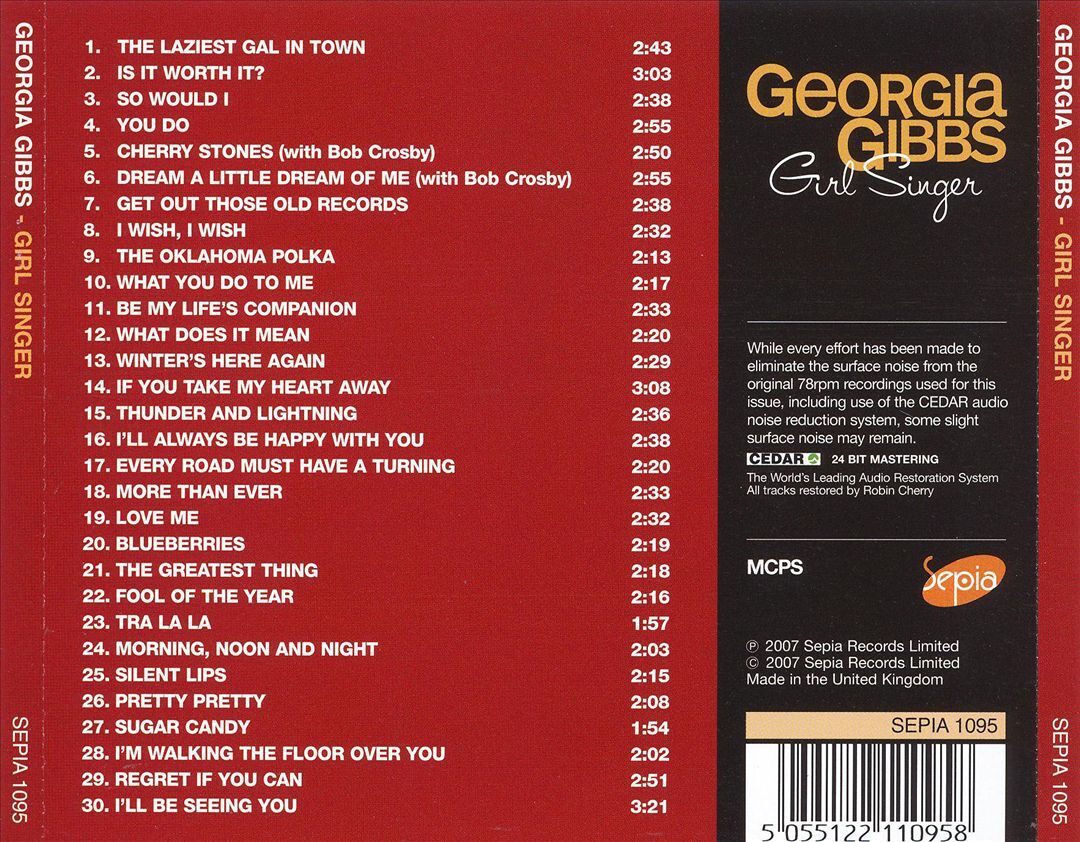 Girl Singer by Gibbs, Georgia (CD, 2007) for sale online | eBay