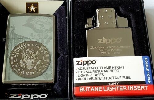 ZIPPO LIGHTER ARMY AMERICAN FLAG BUTANE INSERT DOUBLE ZIPPO ARMY 2013 ...