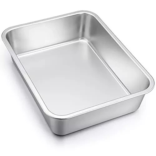 Deep Lasagna Pan Stainless Steel Rectangular Roasting Baking Pans 12.75 ...