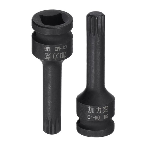 M9 Impact Spline Bit Socket, 3/8" Drive 60mm Length CR-MO Metric Sizes ...