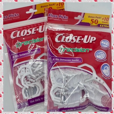 Close-Up Precision Floss Picks w/ Flouridex ( 2 x 60 count ) Thread ...