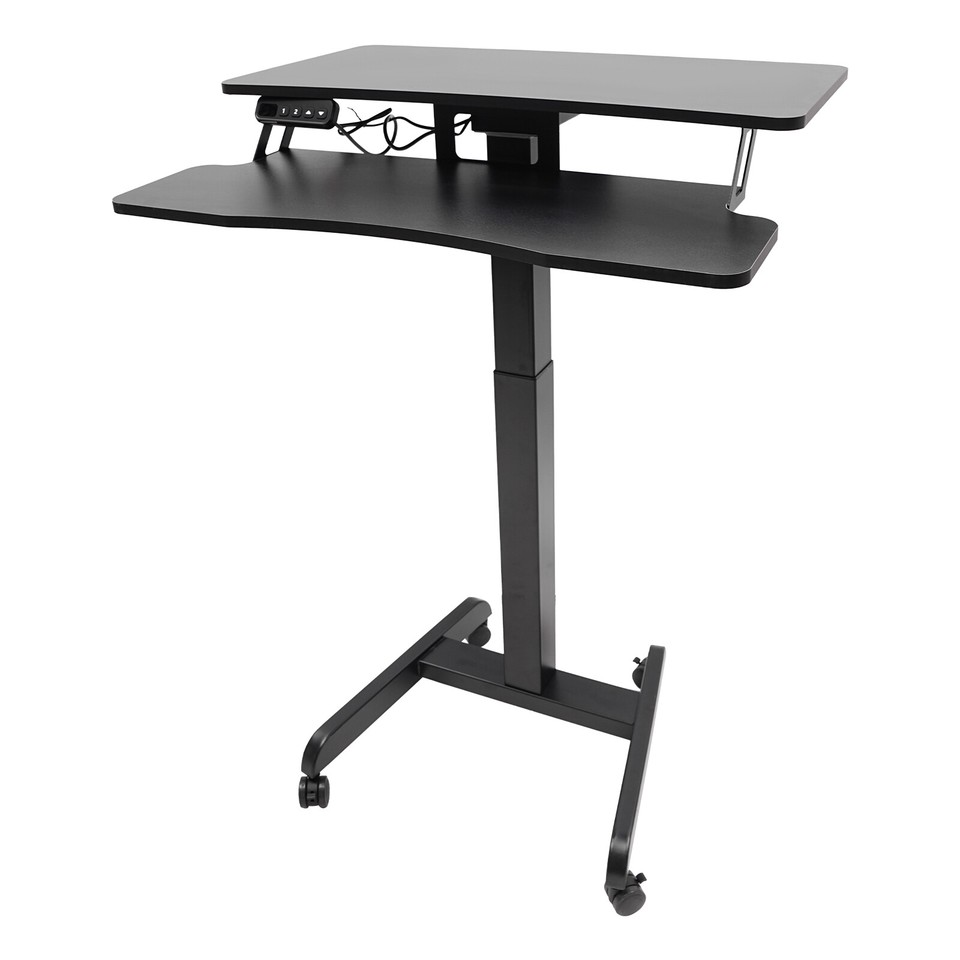 Black Rolling Electric Podium Desk Height Adj table with Wheels for ...